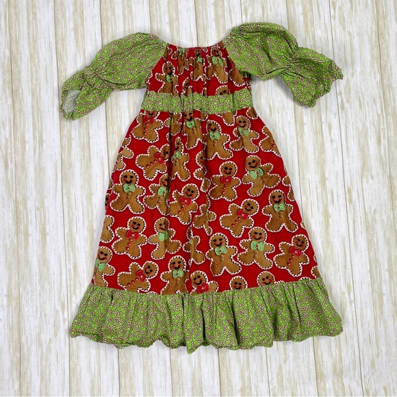 Dresses | Handmade Red And Green Gingerbread Ruffle Maxi Dress | Poshmark